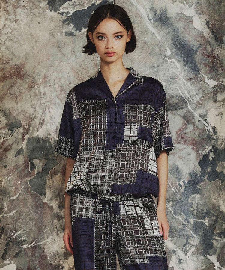 Sov. / ポリエステルサテン チェックシャツ TOPS Night STORE | ダブルスタンダードクロージング公式通販